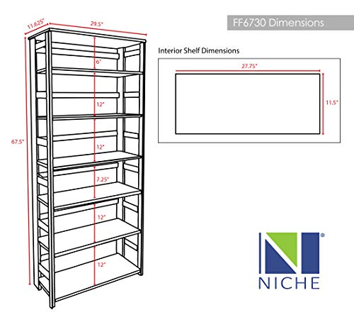 Regency Flip Flop Folding Bookcase, 67" x 30", White