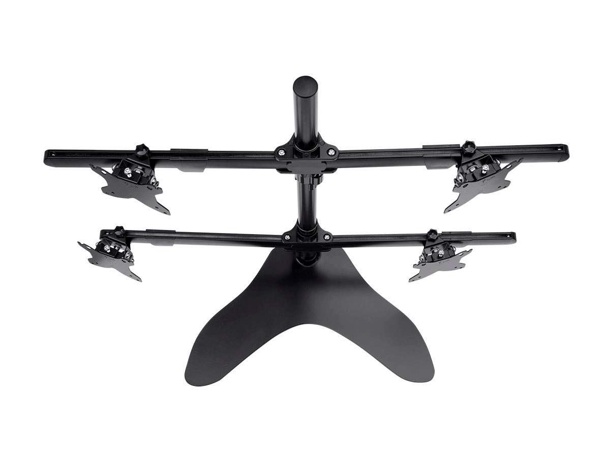 Monoprice Quad Monitor Free Standing Desk Mount - Height Adjustable, for 15-30 Inch Monitors, Black