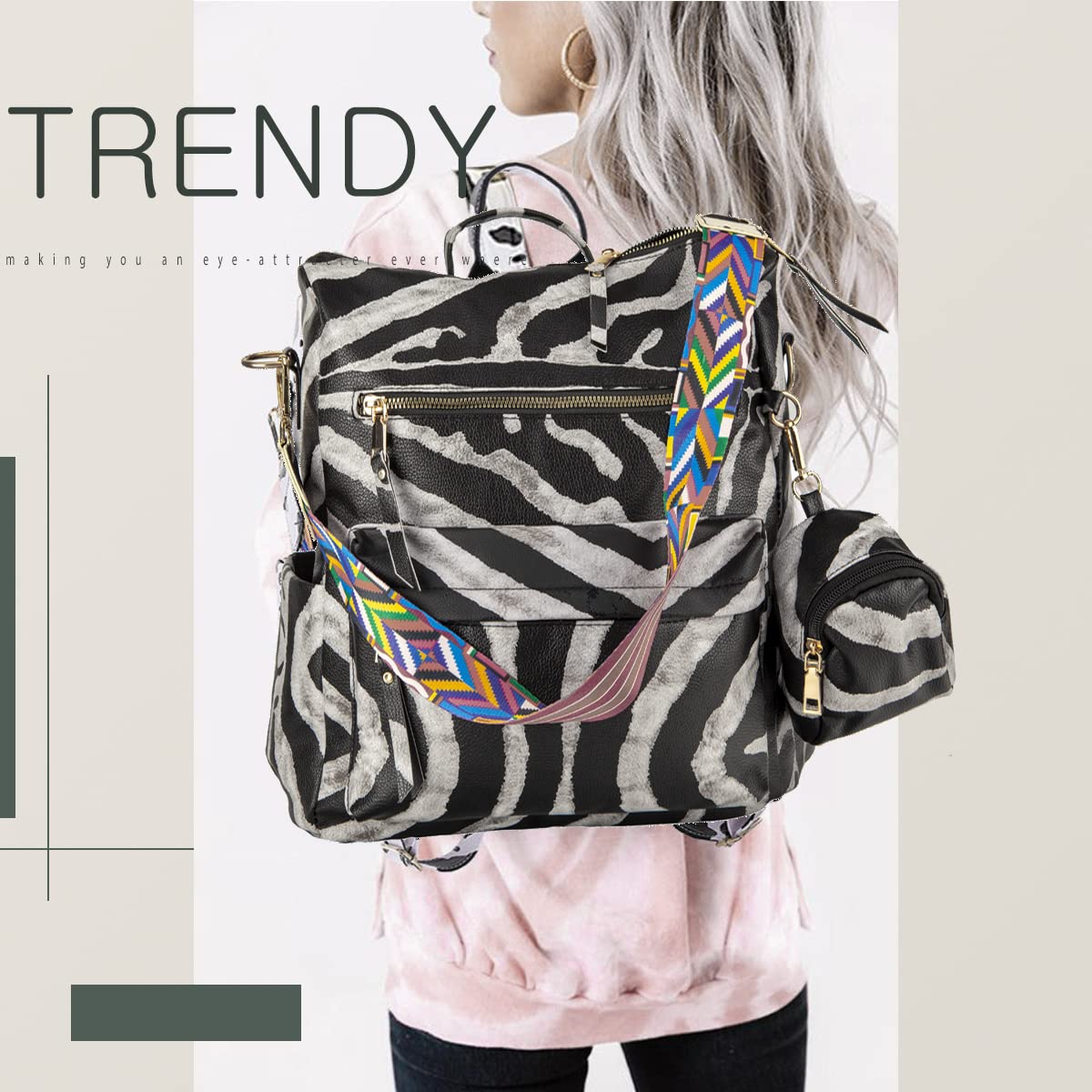 Backpack Purse for Women PU Leather Handbag Fashion Shoulder Purse Cute Lady Travel Bag with Adjustable Straps