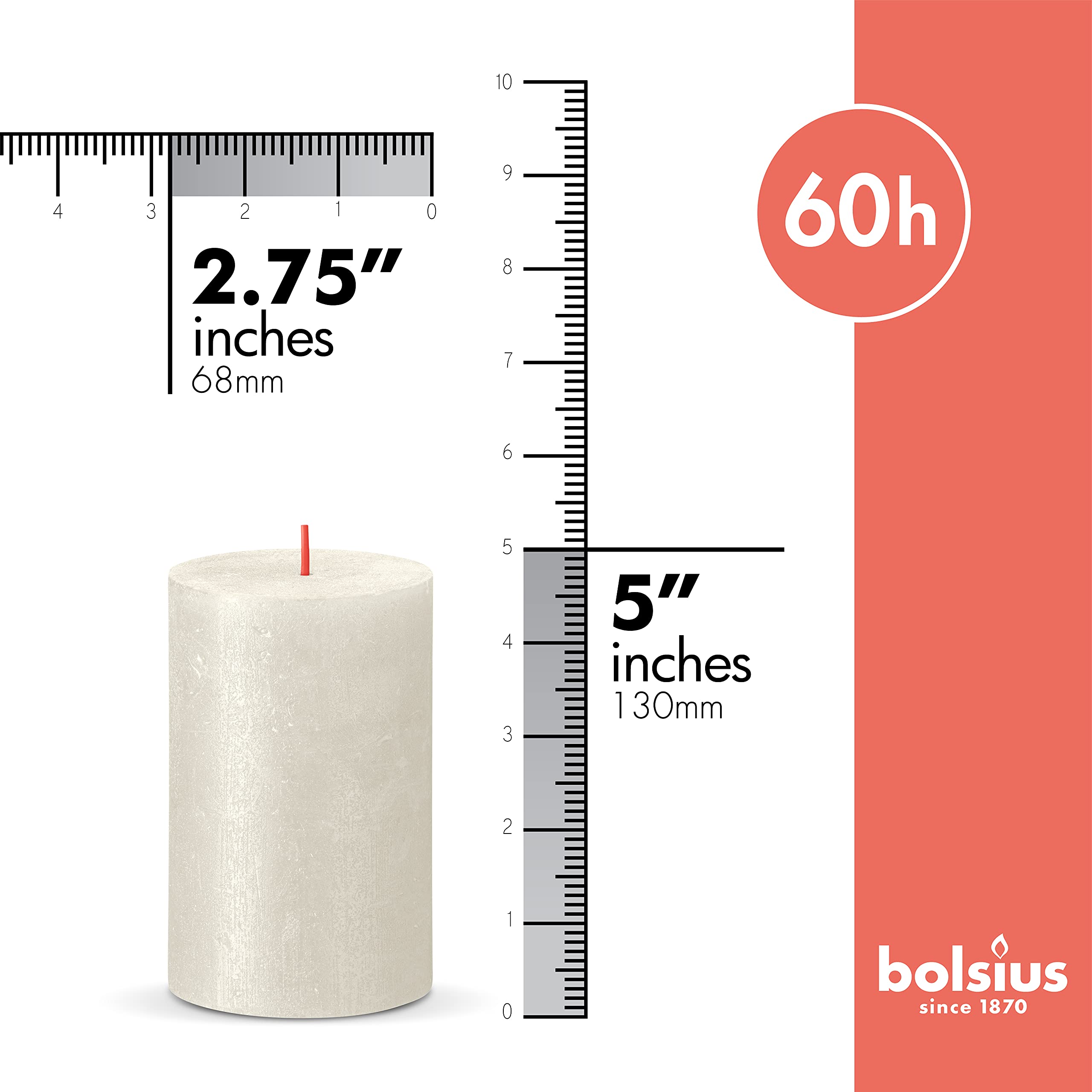 BOLSIUS 4 Pack Sandy Gray/Gold Sunset Rustic Metallic Pillar Candles - 2.75 X 5 Inches - Fine European Quality - Includes Natural Plant-Based Wax - Unscented Dripless Smokeless 60 Hour Candles