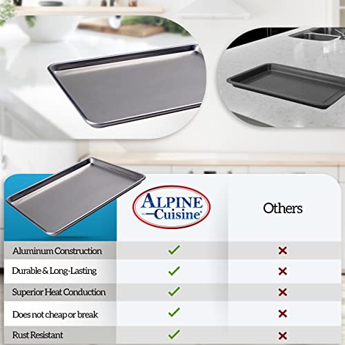 Alpine Cuisine Three Quarter Professional Aluminum Cookie Sheet 22-inch - Rimmed Baking Sheets for Oven - Durable, Oven-Safe, Easy to Clean, Commercial Quality - Great for Roasting & Baking