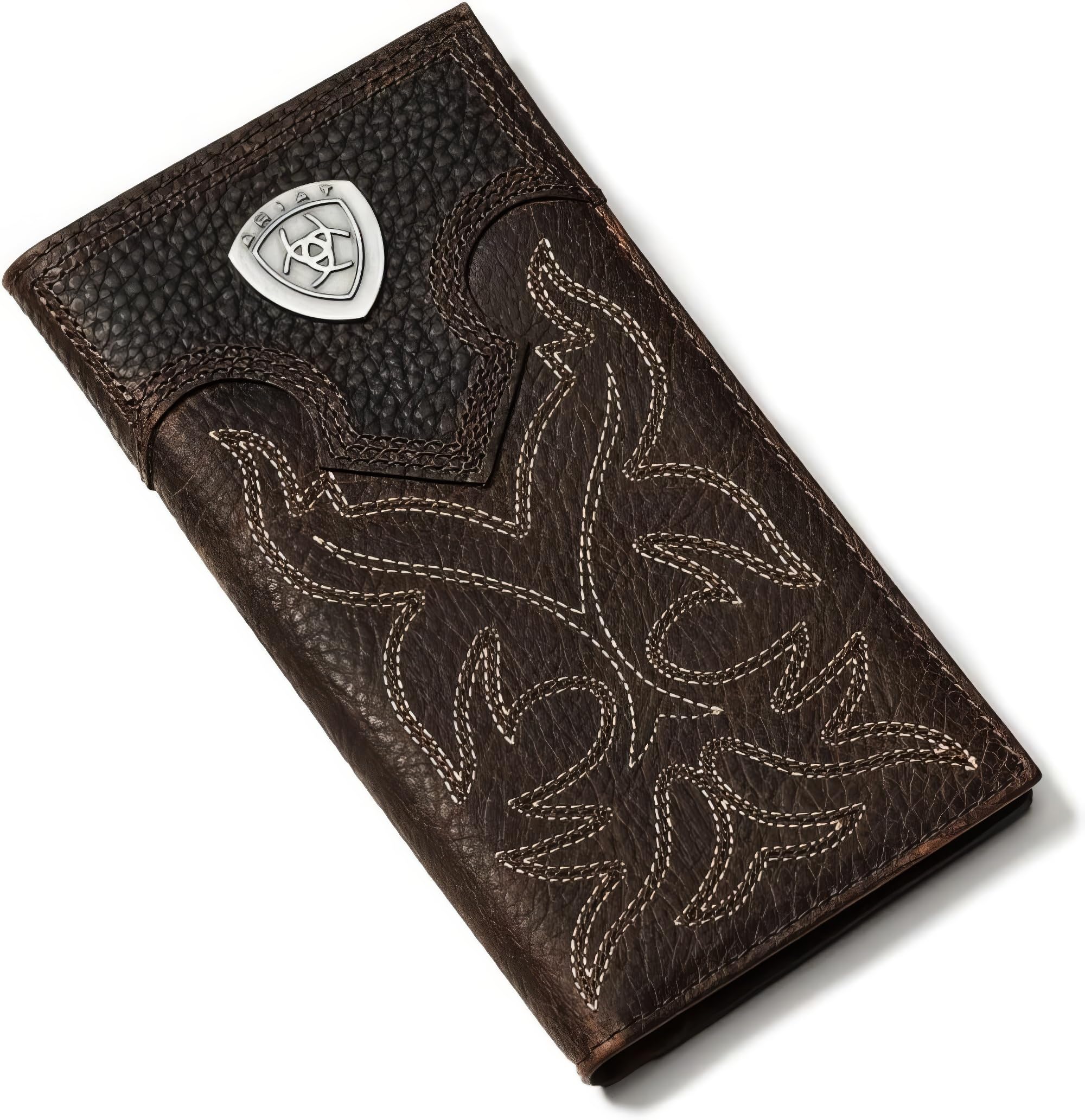 ARIAT Men's Boot-Embroidery Rodeo Tan Leather Wallet