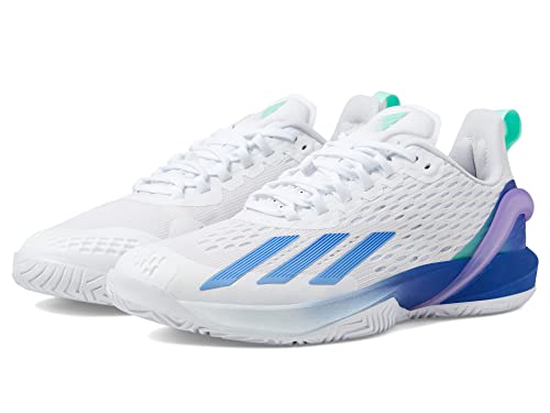 adidas Women's Adizero Cybersonic Sneaker, White/Blue Fusion/Pulse Mint, 7.5
