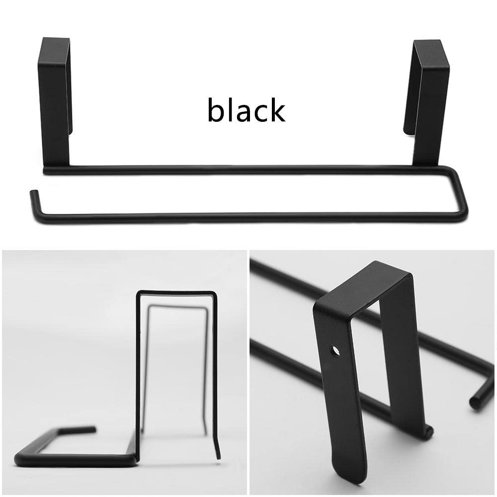 Andy's Orchids Under Cabinet Paper Roll Rack, Over Door Towel Holder, Metal Tissue Hanger Organizer Rack Shelf for Toilet Kitchen Accessories (Black)
