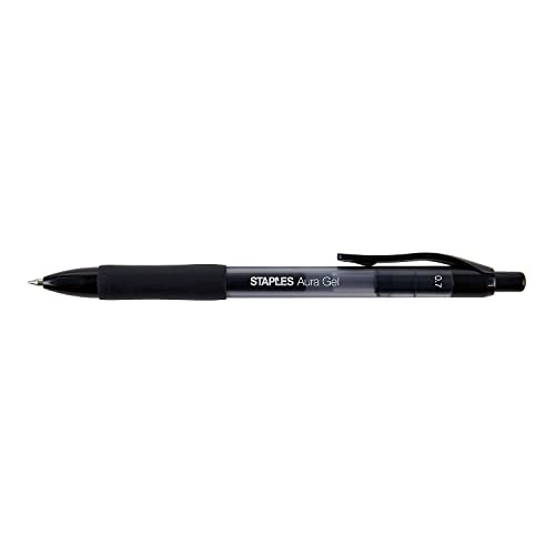 STAPLES 2072167 Aura Gel Retractable Pens 0.7Mm Black 12Pk (29195)