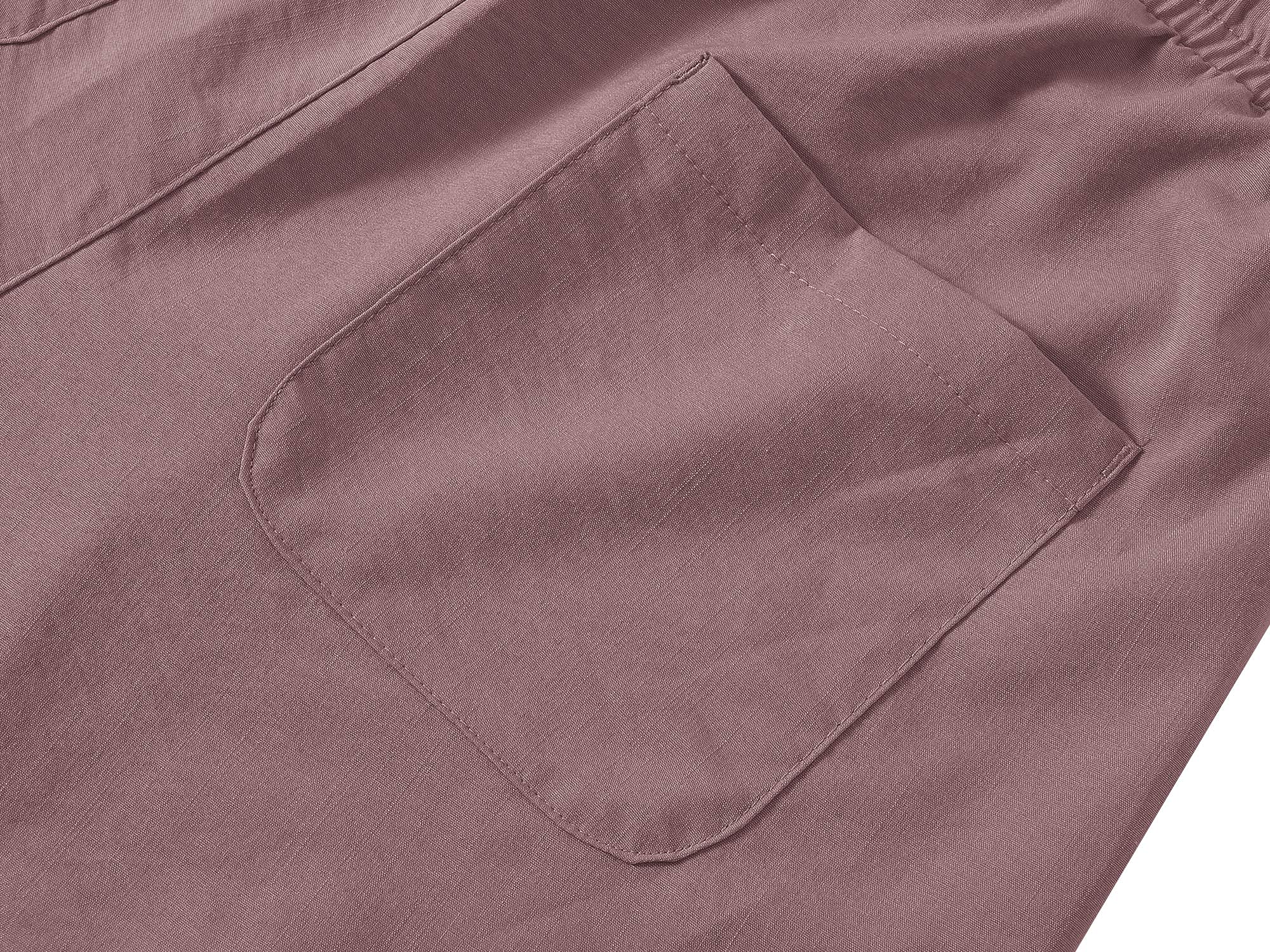 AjezMax Casual Bottoms for Women Wide Leg Pants Drawstring Trousers with Pockets Bean Paste L