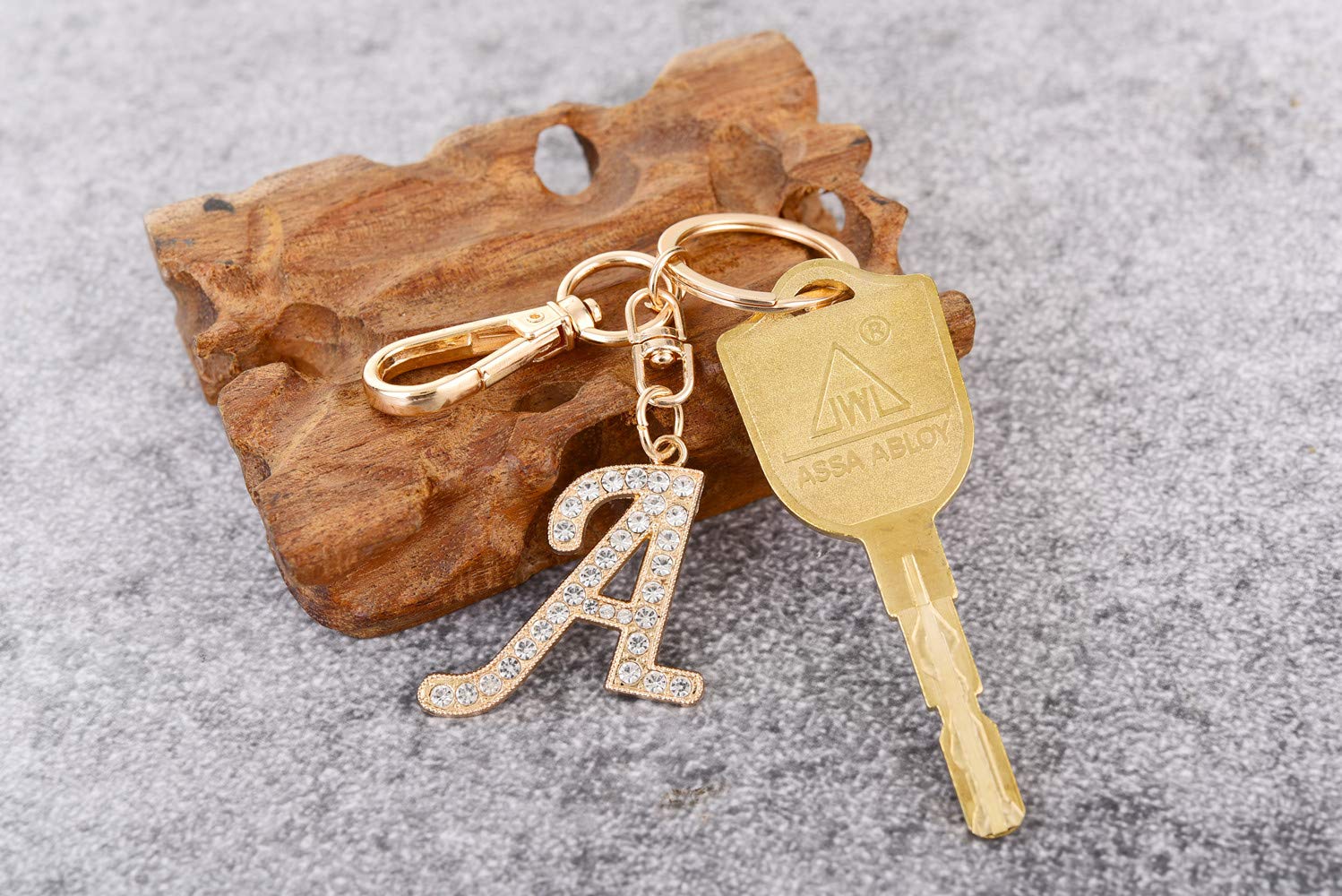 AlphaAcc Keychain for Women Purse Charms for Handbags Crystal Alphabet Initial Letter Pendant with Key Ring,Letter A