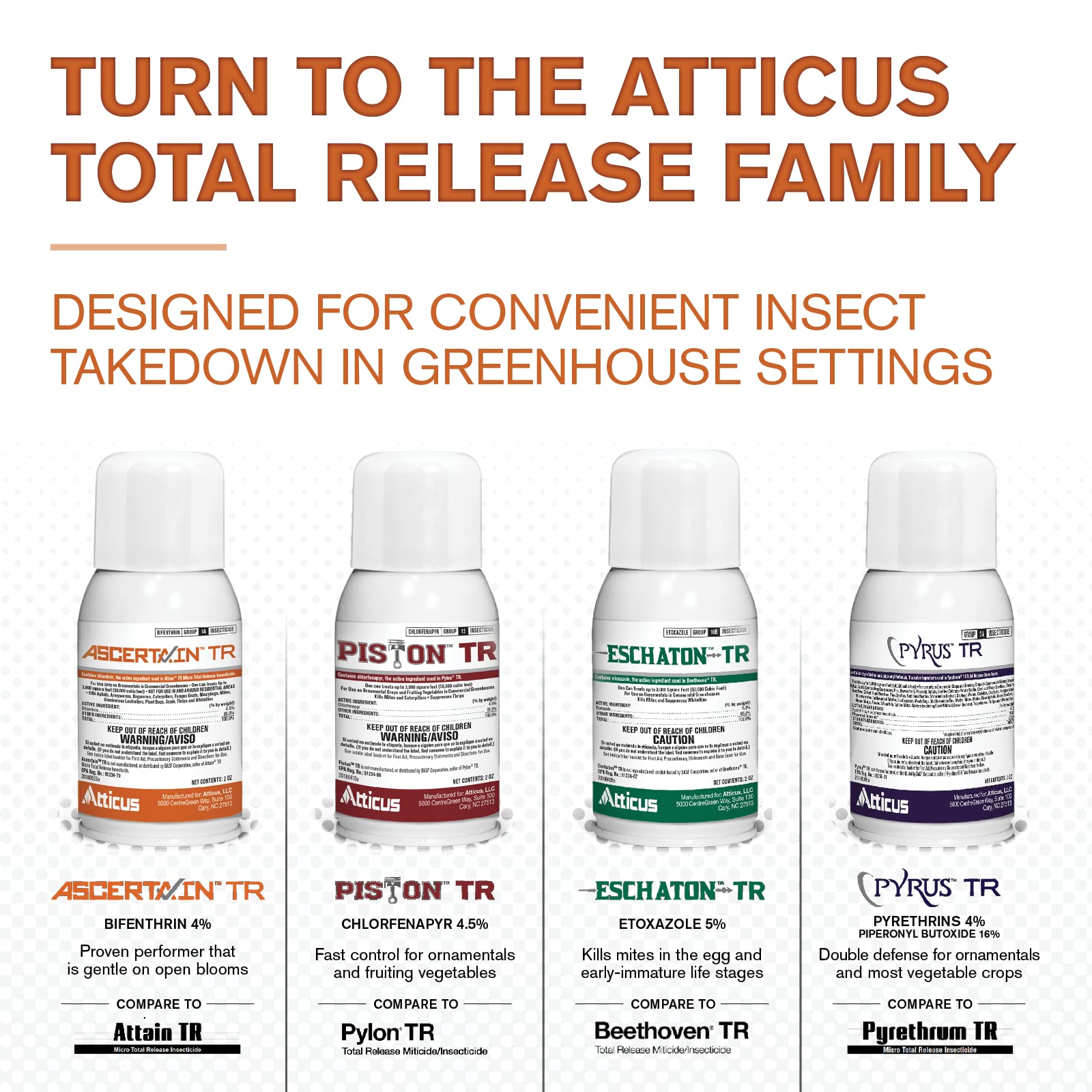 Ascertain TR Greenhouse Fogger (2oz Can) by Atticus (Compare to Attain) - Total Release Bifenthrin Insecticide/Miticide - Controls Mites, Aphids, Thrips, Fungus Gnats, Whiteflies, and Caterpillars (Packaging May Vary)