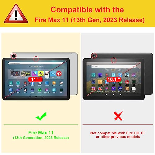 Fintie Keyboard Case for Amazon Fire Max 11 (13th Generation, 2023 Release), Slim Lightweight Cover with Detachable Bluetooth Keyboard, Black