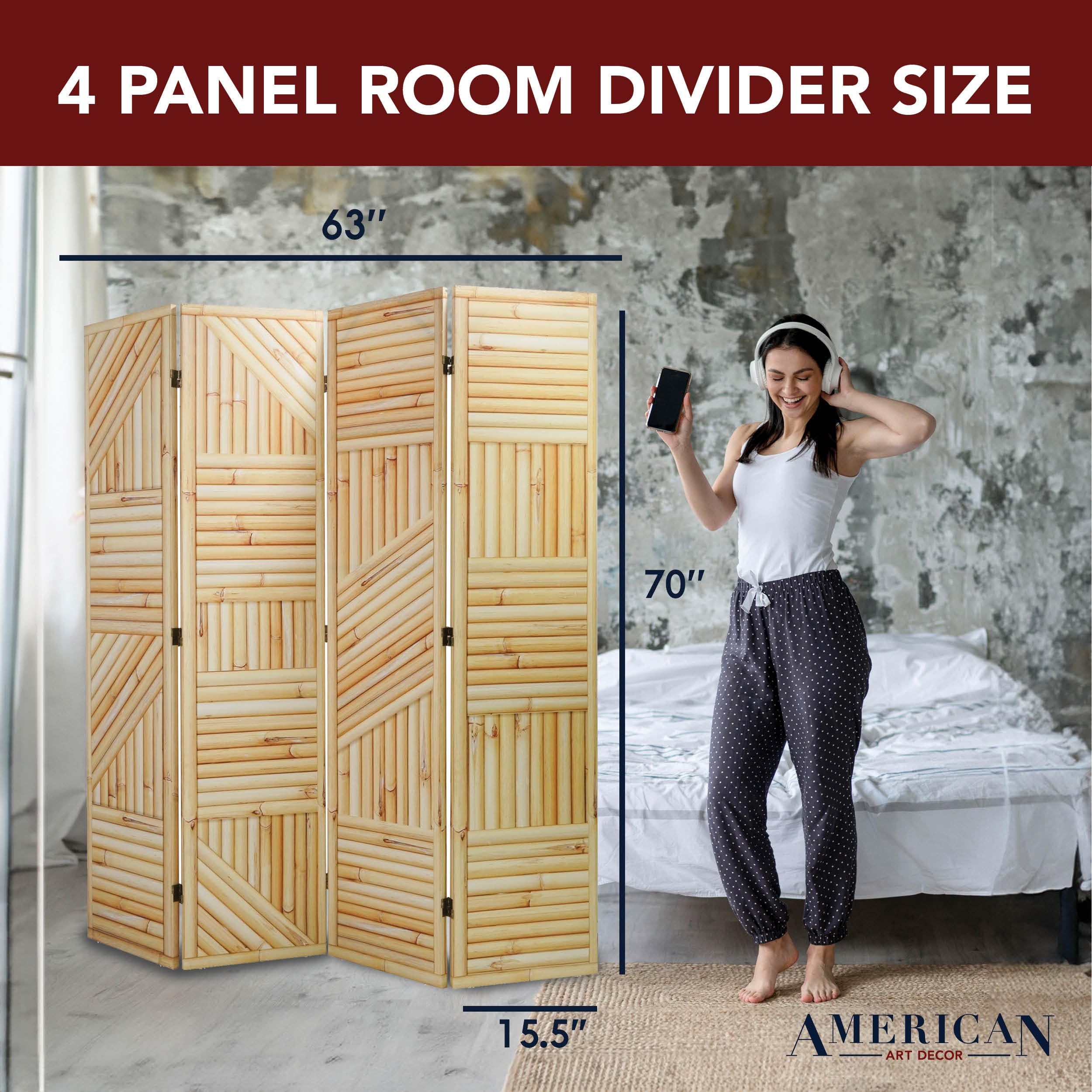 American Art Decor 4-Panel Dressing Room Divider - Double-Sided Van Gogh Starry Night & Irises Flowers Canvas - Portable Folding Privacy Screen for Room Separation (70" H)