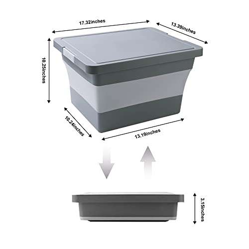 Beinilai Collapsible Storage Bins with lids,26 Qt Plastic Storage Bin Containers Tote Organizing with Secure Buckles,Suitable for Family Outdoor Multi-scene (Dark Gray)
