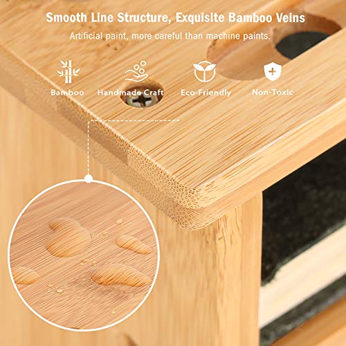 Tribesigns Monitor Stand Riser with Storage Organizer Drawers Bamboo, Natural Brown