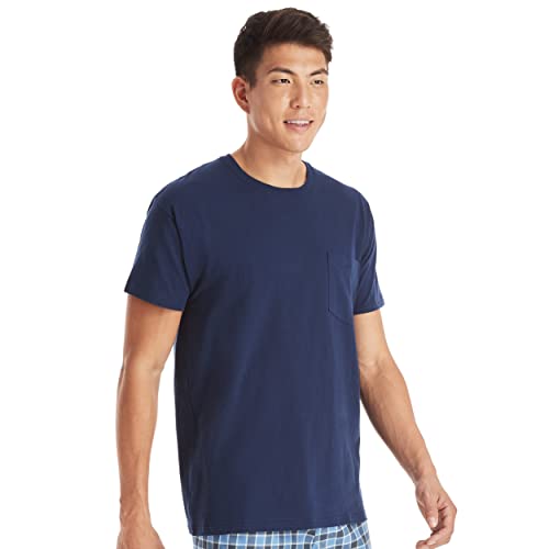 Hanes Men's Pocket T-Shirt Pack, Cotton Crewneck Pocket Tees 6-Pack, Moisture-Wicking Cotton T-Shirt Assorted 6-Pack