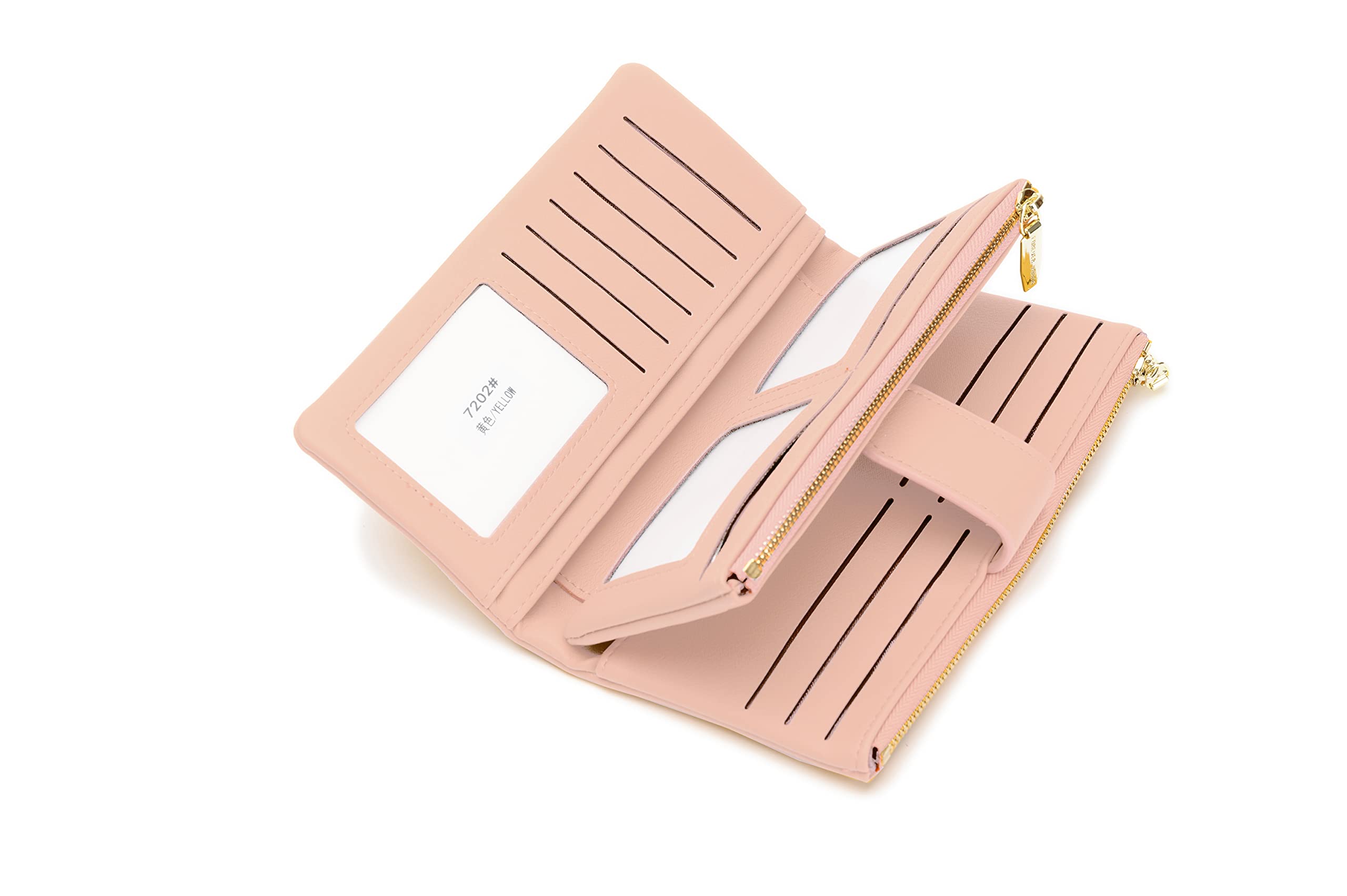 Forever yameili Wallets for Women PU Material Portable Lady Wallet Large Capacity Credit Card Wallet (Pink)