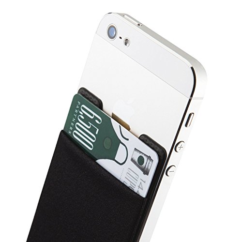 Sinjimoru Basic Cell Phone Wallet Stick on, Phone Card Holder for Back of Phone Functioning as Adhesive iPhone Wallet & iPhone Card Holder. Sinji Pouch Basic 2 Black 3 Pack…