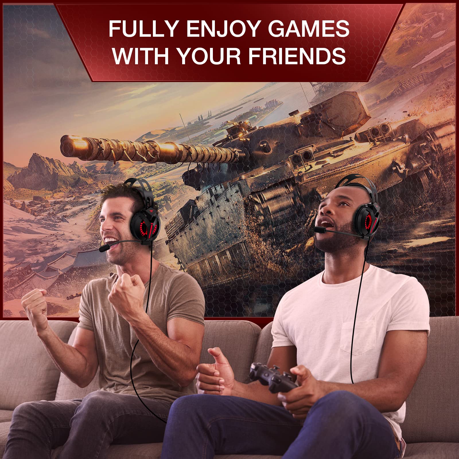 Ajsaki M180 Pro Retro Gaming Headsets, Stereo PlayStation 4 Headset with Microphone, Wired PC Headset with Noise Cancelling Mic, Over-Ear Gaming Headphones for PC/MAC/PS4/PS5/Nintendo Switch/Xbox One
