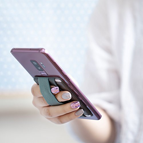 Sinjimoru Phone Grip Credit Card Holder with Flap, Secure Stick-On Wallet as Phone Finger Strap Adhesive ID Card Case for iPhone Case. Sinji Pouch B-Flap Black.