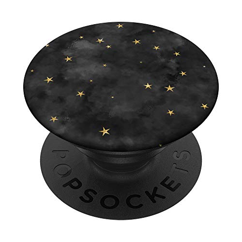 Starry Night Galaxy Tiny Golden Stars on Smoky Charcoal Gray PopSockets PopGrip: Swappable Grip for Phones & Tablets