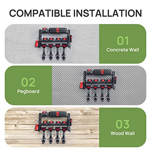 SINPUDA Power Tool Organizer, Heavy Duty 3-Layer Metal Drill Holder Wall Mount for Garage Tool Organizers and Storage - Floating Tool Shelf for Power Tools and Accessories