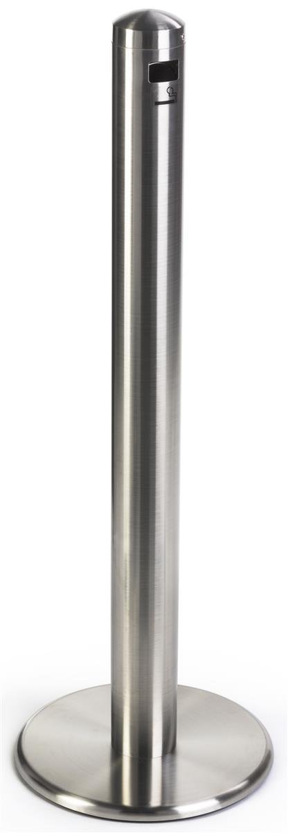 Displays2go Cigarette Receptacle, Iron, Stainless Steel Construction β Silver Finish (SMOKFLSV)