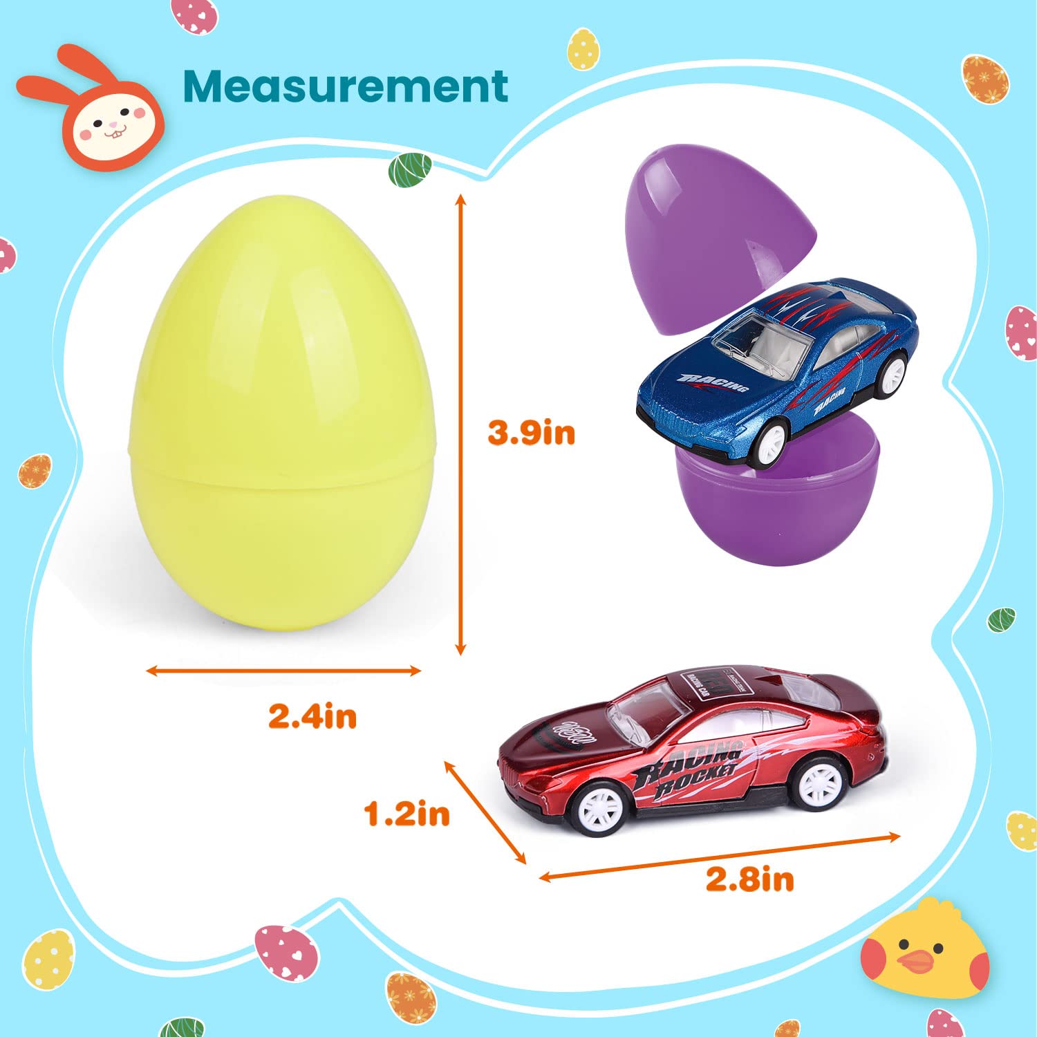 FUN LITTLE TOYS 12PCS Easter Eggs with Cars Vehicles for Easter Basket Stuffers