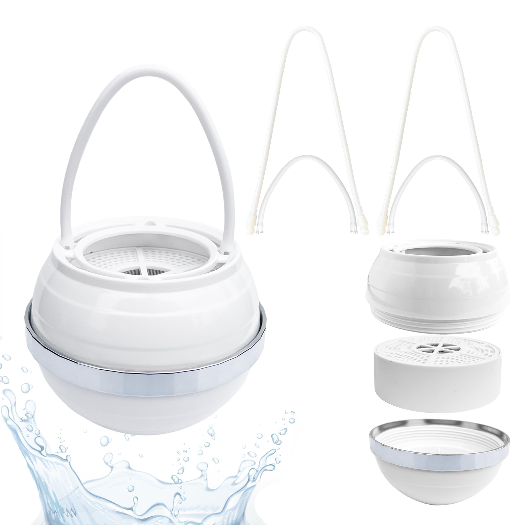 Barismate 8 Stages Bath Ball Filter Bathtub Filter Bath For Tub Faucet Water Portable Travel Sensitive Hair Skin Replaceable Hard Water Chlorine Purifier (1XBath Ball Filter Set)