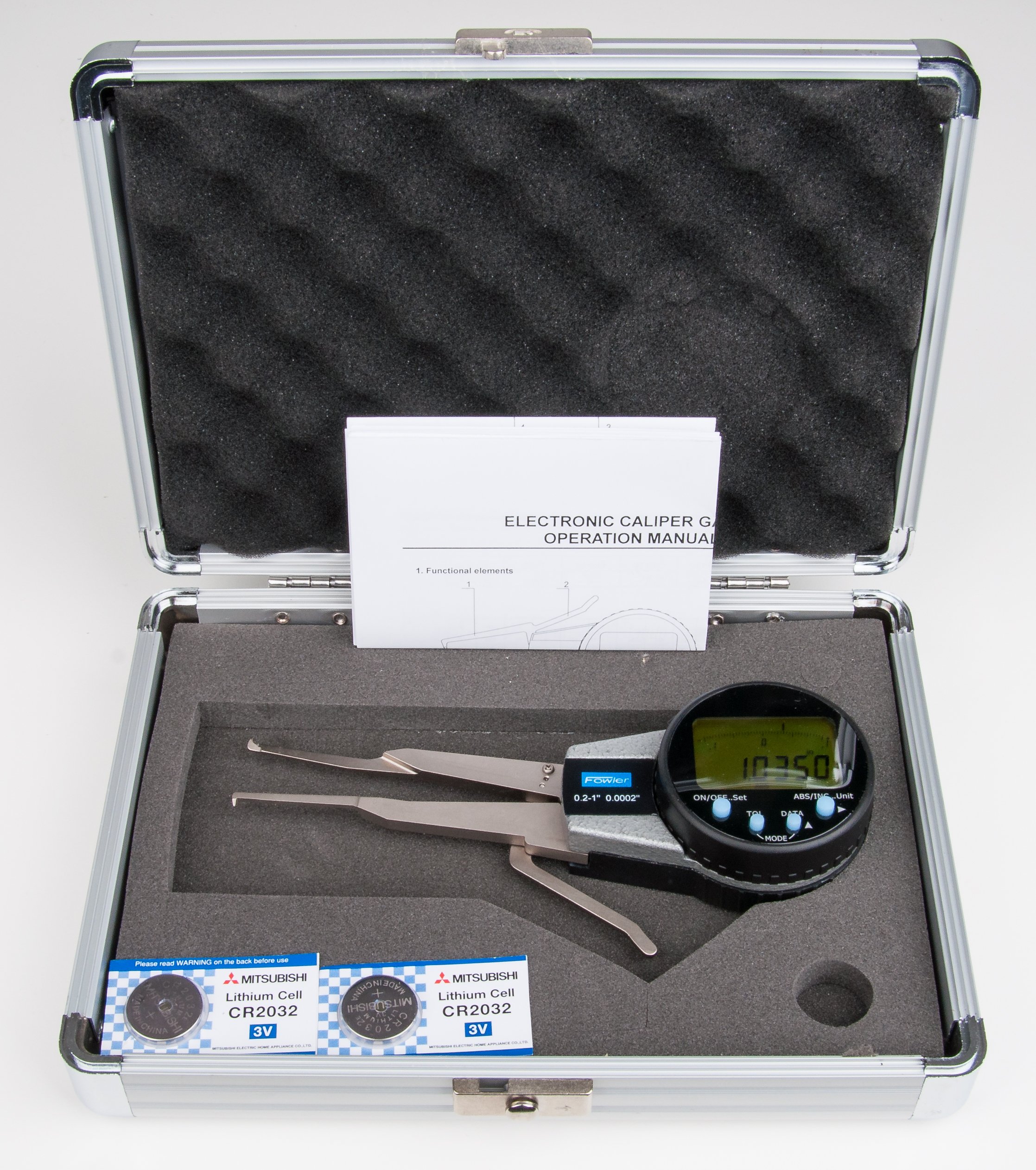 Fowler 54-554-622 Internal Electronic Caliper Gage, 0.200-1" Measuring Range, 0.005" Resolution, 0.0008" Accuracy
