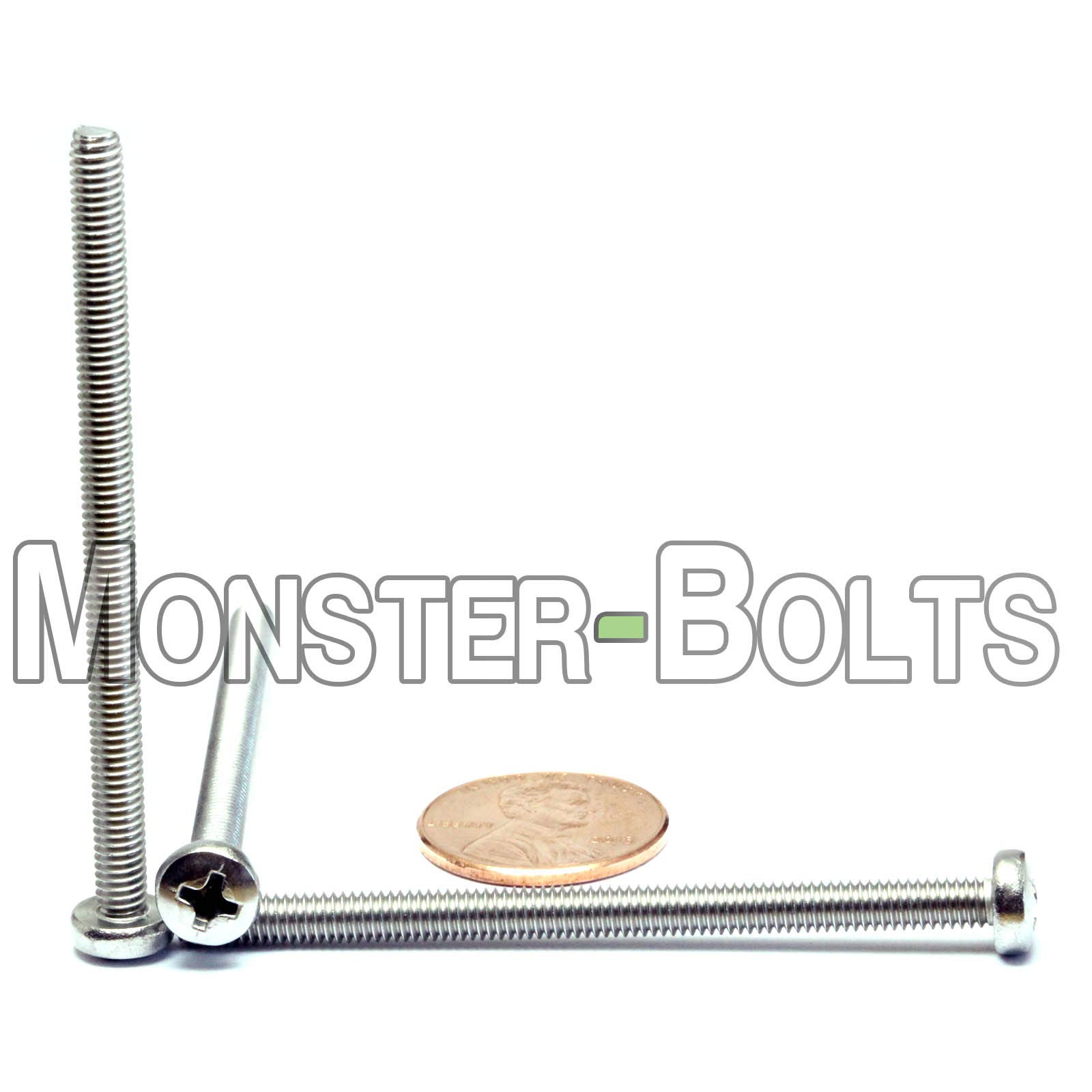 MonsterBolts - M4 x 60mm Phillips Pan Head, DIN 7985A, Stainless Steel, 10 Pack