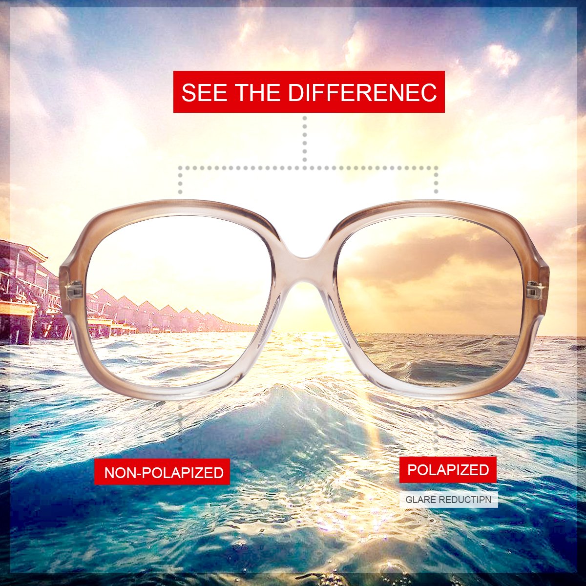 AkoaDa Polarized Sunglasses for Women, UV400 Lens Sunglasses for Female Fashionwear Pop Polarized Sun Eye Glass(Champagne)