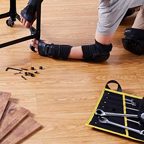 AmazonCommercial Knee Pads, Elbow Pads and Wrist Guards, 3 in 1 Protective Gear, M, Black