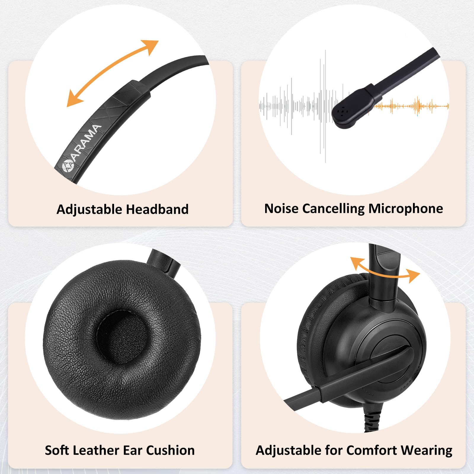 Phone Headset 2.5mm with Noise Canceling Mic & Volume Control Ultra Comfort Telephone Headset for Panasonic Vtech AT&T Uniden Gigaset Cisco RCA Grandstream Cordless Landline Office Phones