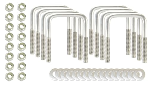 TMW - (8) 304 Stainless Steel Square U-Bolts 1/2" Diameter x 3-1/16" Inside Width x 4-5/16" Inside Height with 304 SS Lock Nuts and Washers for Boat and Utility Trailers Made in The U.S.A.