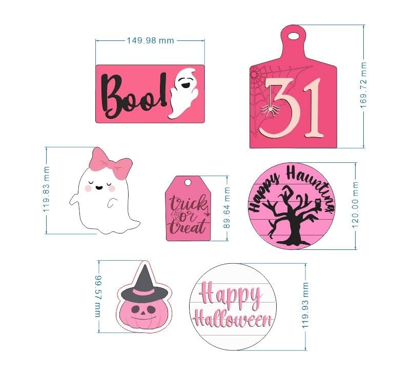 Happy Halloween Tiered Tray Decoration Set, Cute Trick-or-Treat Ghosts Wooden Signs Decor, for Kitchen Home Table Mini Decor Holiday Party Supplies Rustic Farmhouse Tray Sets (D)