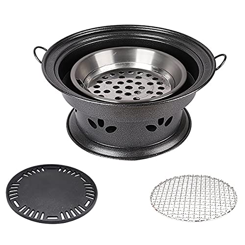 Cast Iron Charcoal Grill Burners Outdoor Charcoal Barbecue Grill Household BBQ Grill Portable Barbecue Pot Picnic Barbecue Supplies Barbecues Burners (Color : Black, Size : 34x15cm)