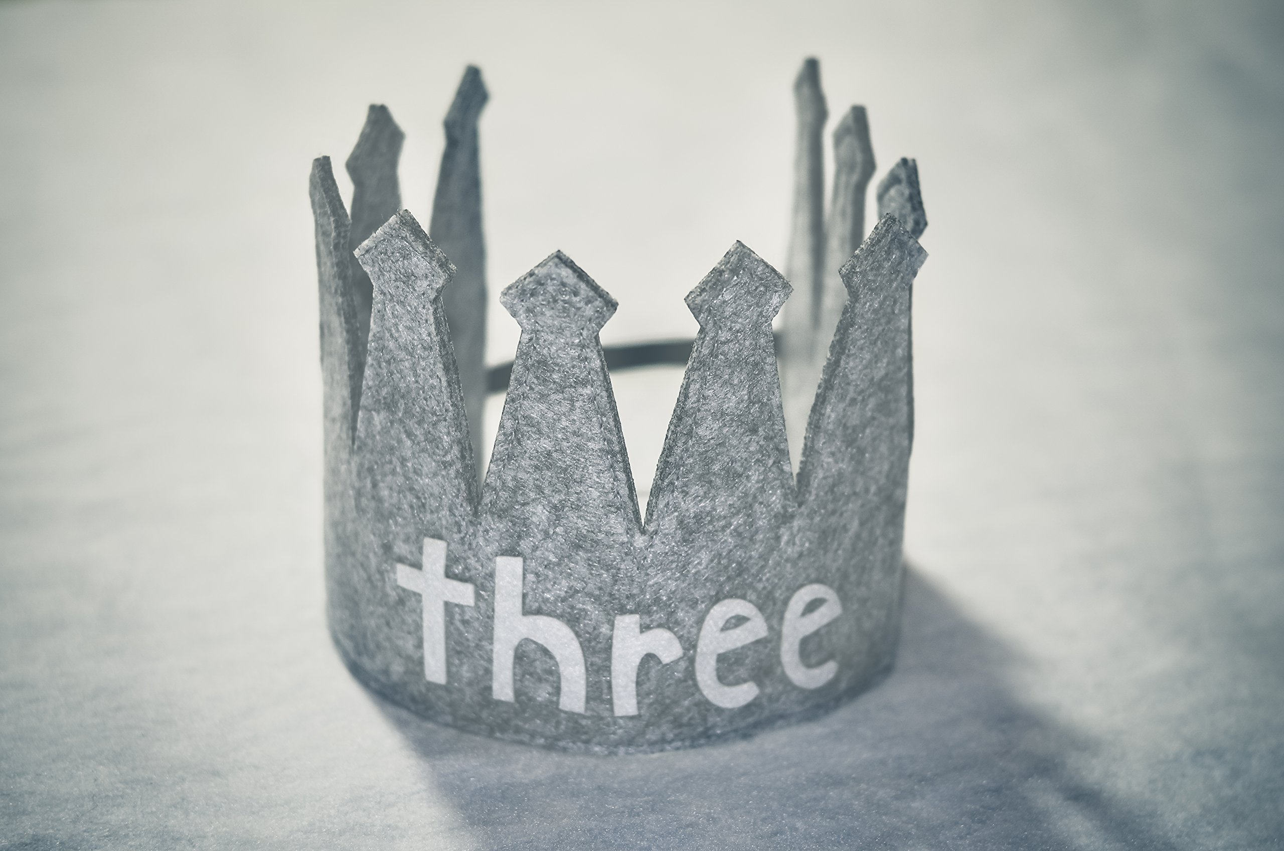 Toddler Third Crown Birthday Gray White Party I am 3 B-Day Hat Girl Boy