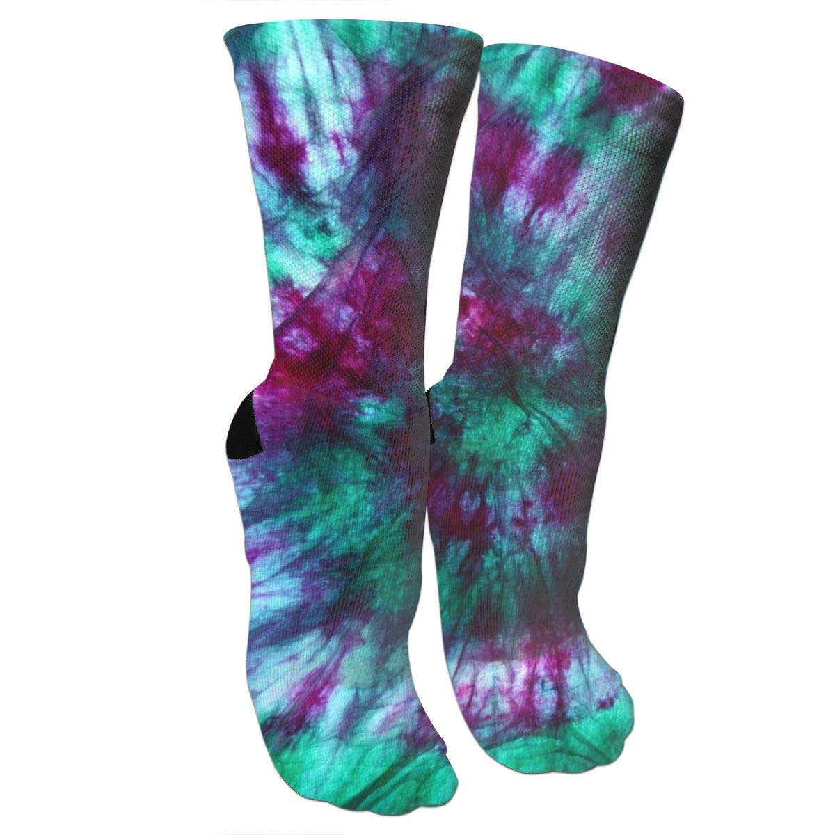 antspuent Green Purple Tie Dye Compression Socks Unisex Printed Socks Crazy Patterned Fun Long Cotton Socks Over The Calf Tube