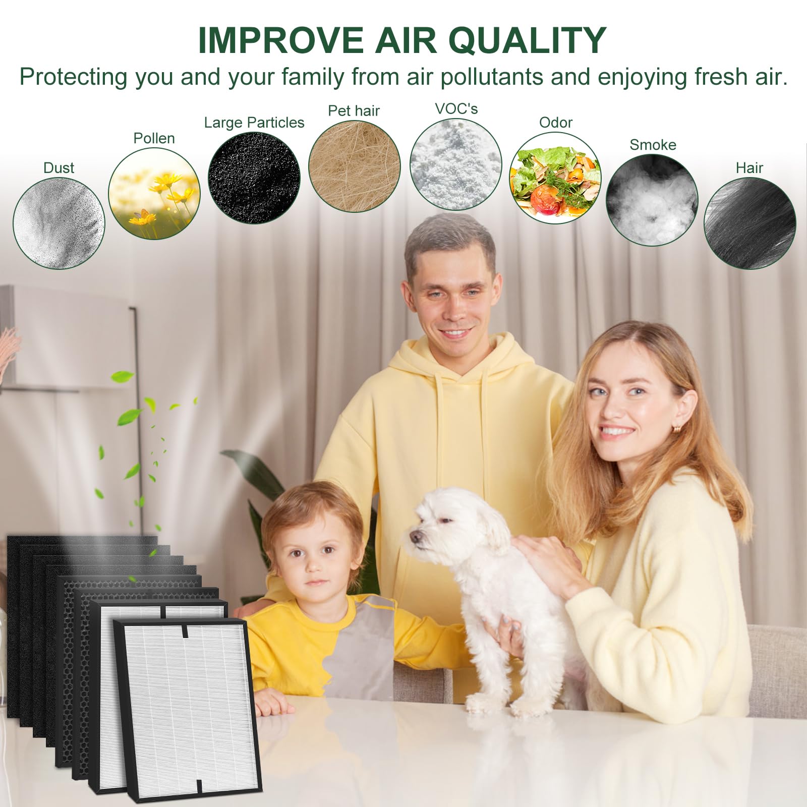 BEBEMOR 3000 Replacement Filter Compatible with 3000 3000M 3000Pro, 2 Filters, 2 Activated Carbon, 6 Extra Carbon Pre-Filters (10PCS)