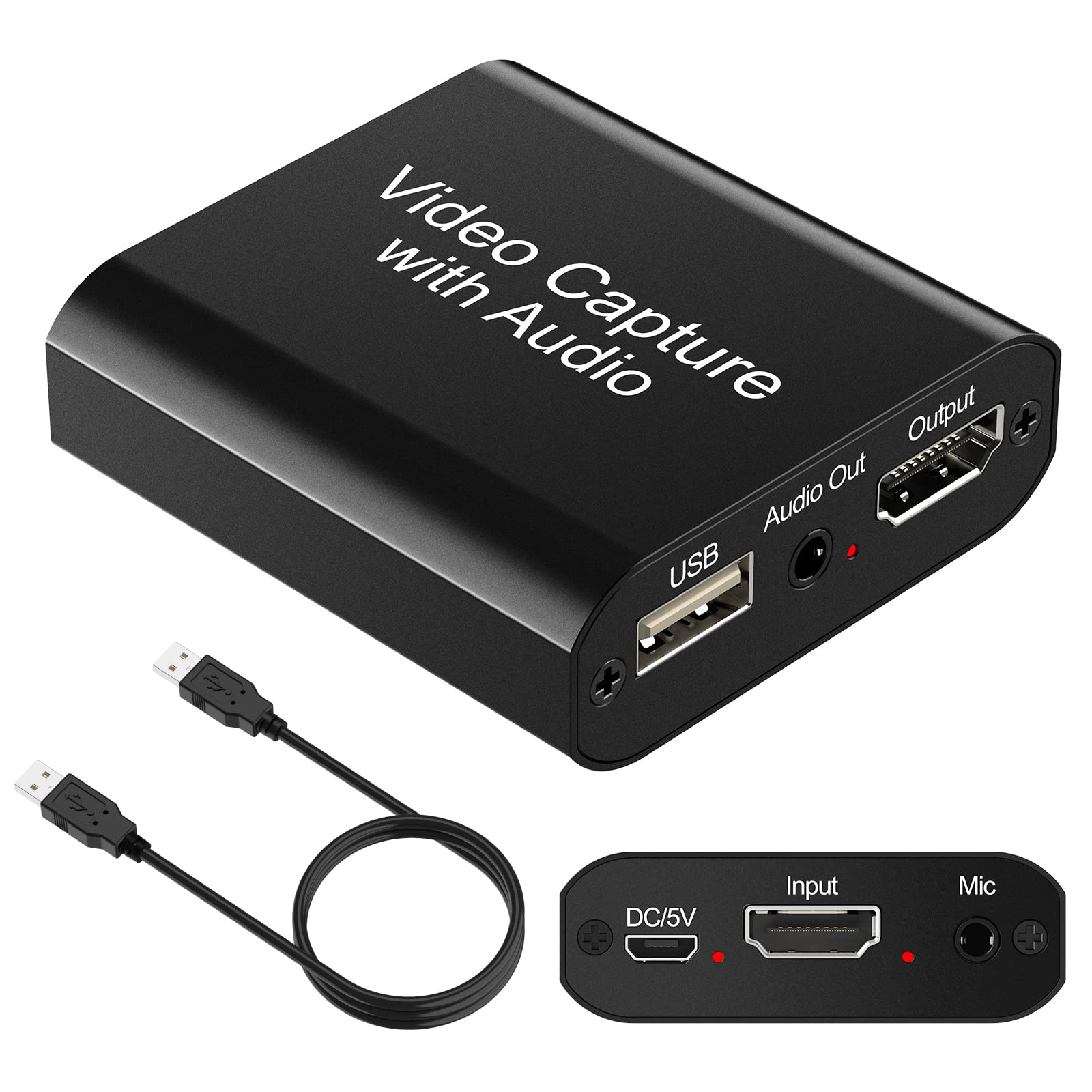 Audio Video Capture Card USB3.0, HDMI Video Capture Device 4K 1080P 60FPS, Game Capture Card for Switch, HD Ultra-Low Latency for Live Streaming