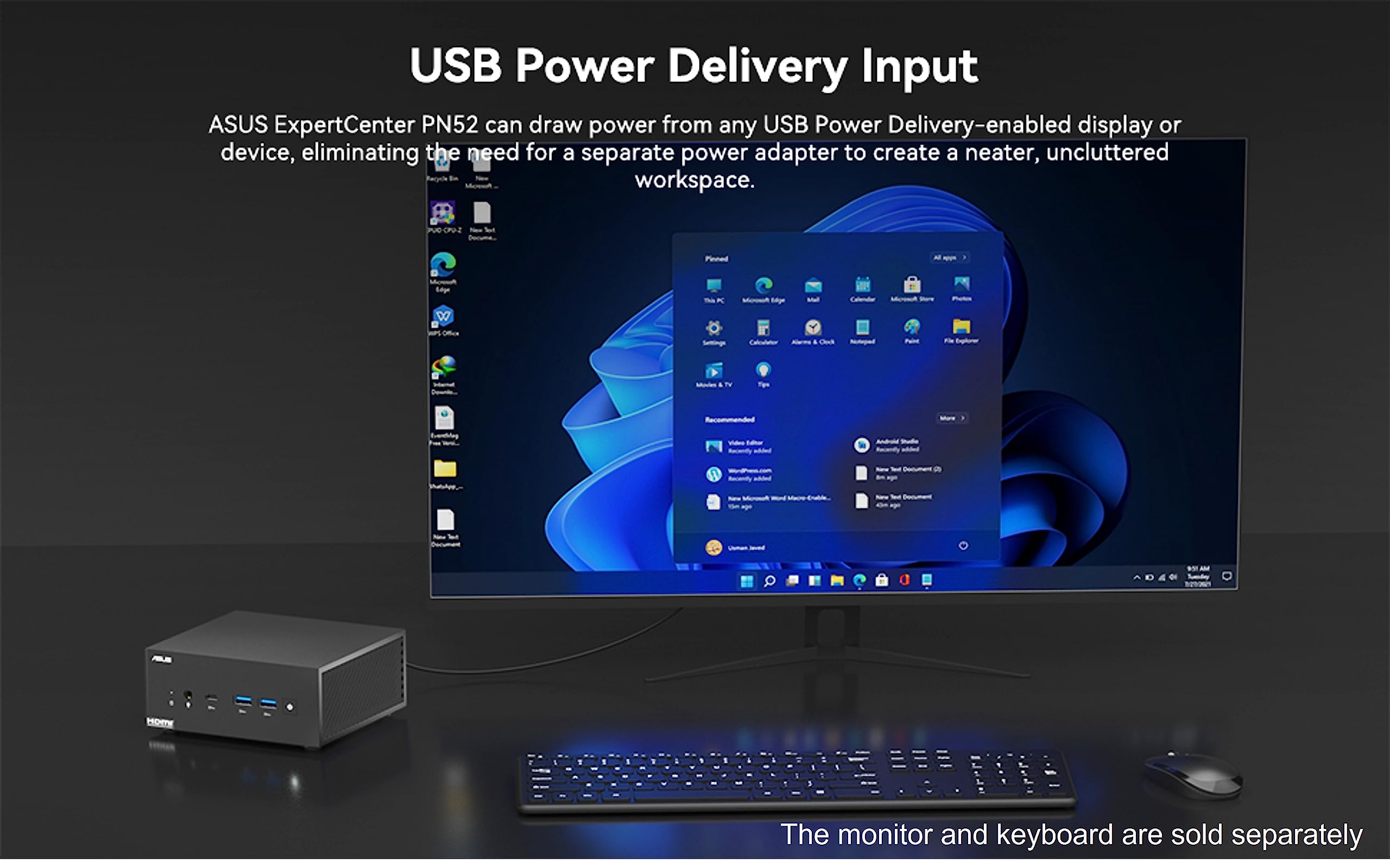Asus ExpertCenter Mini Desktop PC, AMD Ryzen 7 5700U (8C/16T, Up to 4.3GHz), 16GB DDR4 RAM, 1TB PCIe SSD, WiFi 6, Bluetooth, HDMI, Display Port, 2 x USB 3.2 Type-C, Windows 11 Pro, Black