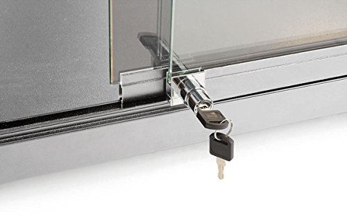 Displays2go Retail Display Counter with Lighting, Locking, Tempered Glass Shelves, Aluminum Frame – Clear, Silver (JBQCT48LED)