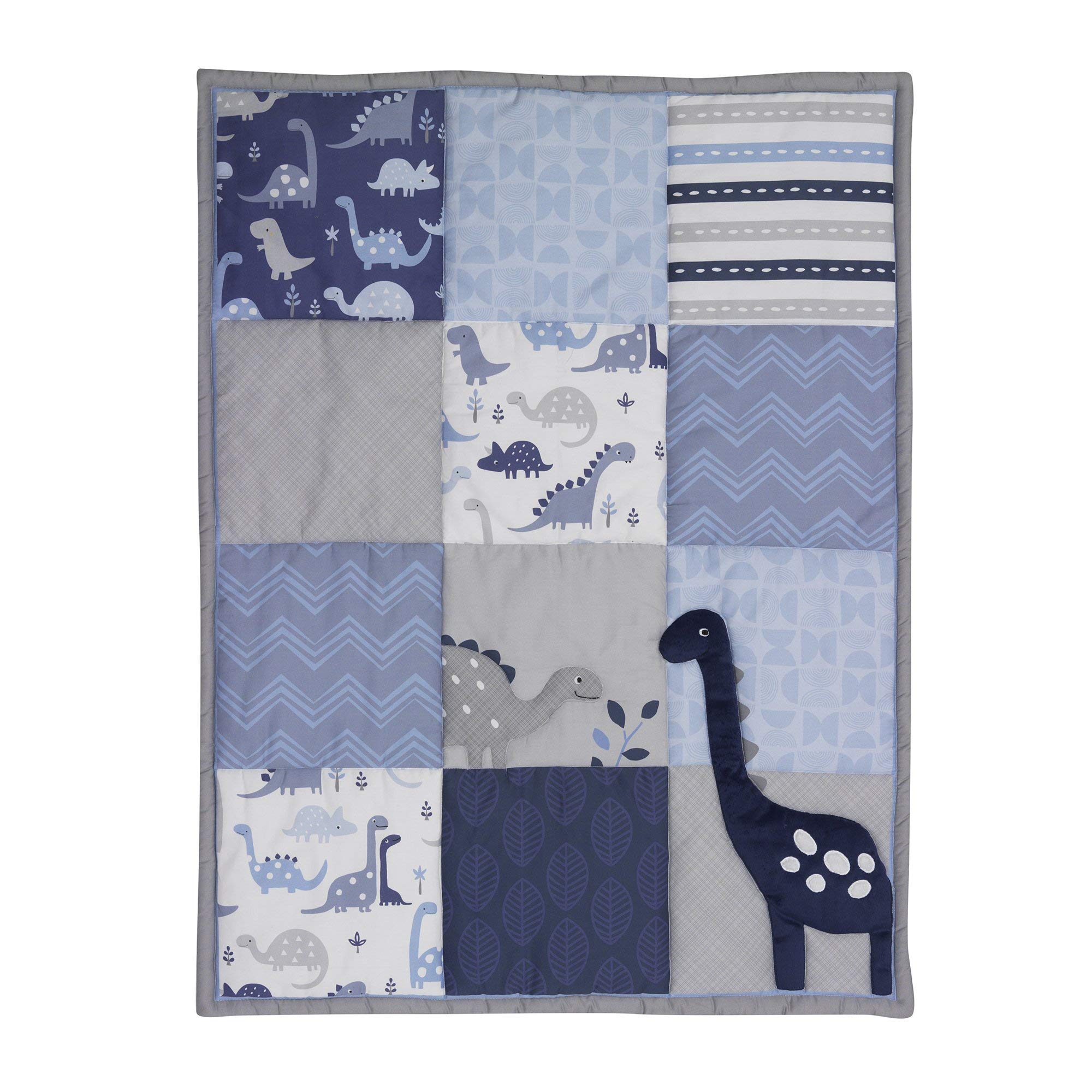 Bedtime Originals Roar Dinosaur 3 Piece Crib Bedding Set, Blue/Gray, β44x1x35 Inch