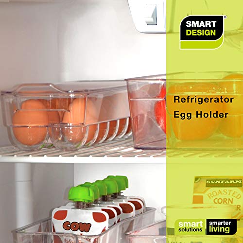 Smart Design Stackable Egg Holder for Refrigerator – Set of 4, Holds 32 Eggs Total, 15 x 4 in. – Egg Holder with Handle and Lid for Easy Fridge Organization and Storage – Made with BPA-Free Plastic