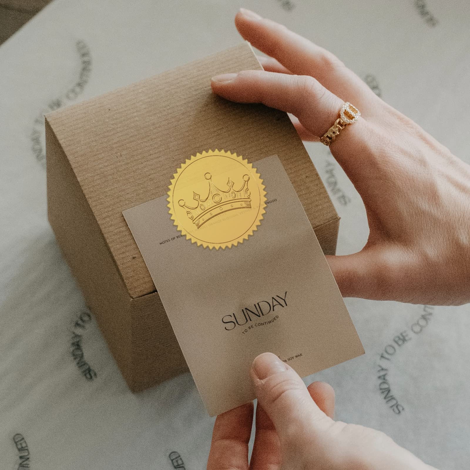 CRASPIRE 100pcs Crown Stickers 2" Gold Certificate Seals Embossed Gold Foil Round Self Adhesive Embossed Stickers for Wedding Invitations Envelope Graduation Notary Corporate Monogram Seals