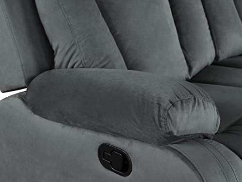 Blackjack Furniture Elton Microfiber Reclining Modern Living Room Loveseat, Sofa, Gray