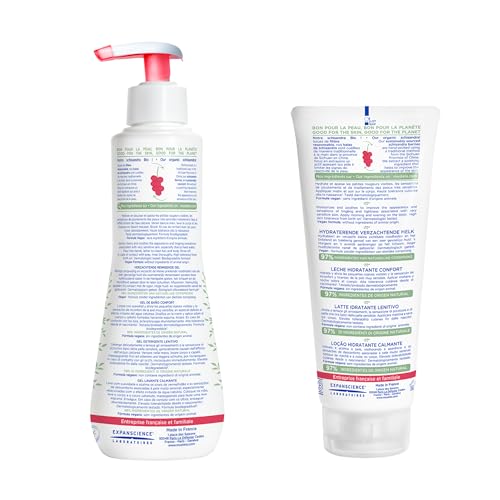 Mustela Baby Very Sensitive Skin Bath Time Gift Set - Baby Skin Care Essentials - with Natural Avocado & Schizandra Berry - 2 Items Set