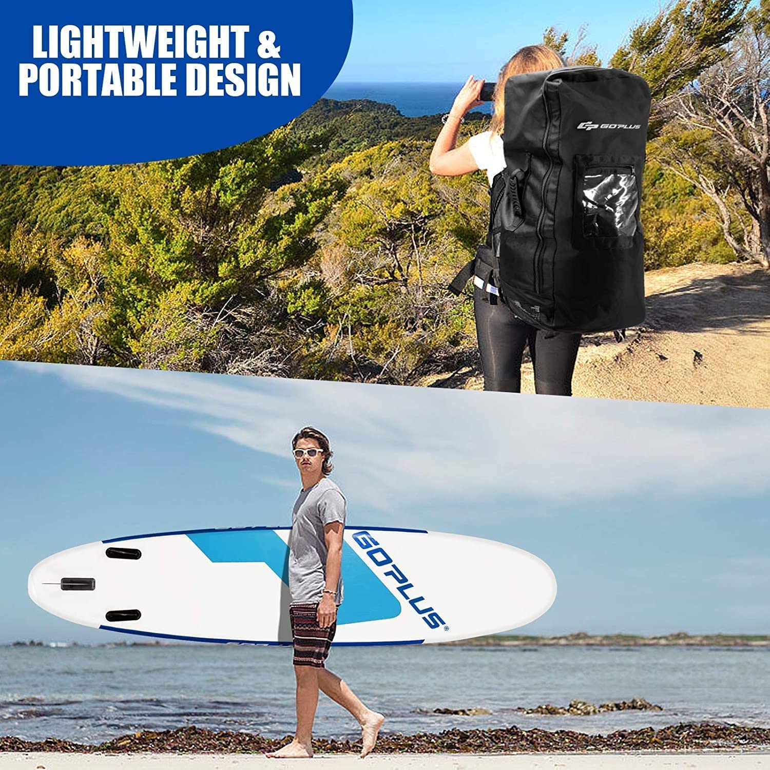 AUGESTER 10‘/10.5‘/11’ Inflatable Lightweight Stand up Paddle Board, Premium Yoga Board W/Durable SUP Accessories, with Fins, Carrying Bag, Non-Slip Deck, Adjustable Paddle & Hand Pump, Wide Stance