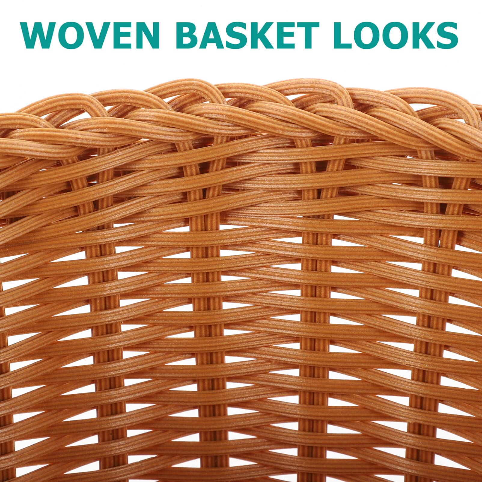 Amosfun Rattan Waste Basket Wicker Trash Can Waste Woven Basket Boho Woven Trash Can Wastepaper Bin Woven Storage Basket Garbage Container for Bathrooms Kitchen