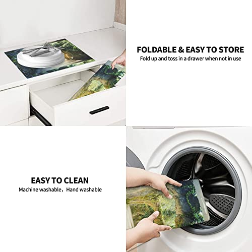 Gasse Printed Drying Mat For Kitchen Ultra Absorbent Microfiber Dishes Drainer Mats Non-Slip Silicone Quick Dry Pad - 18 X 16inch
