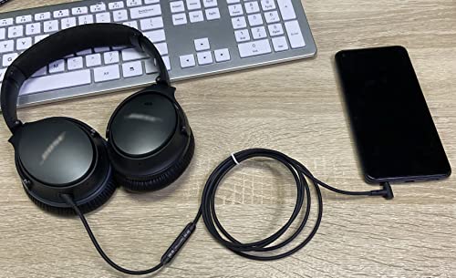 BINGLE Headphones Replacement Cord for Bose QC25, QC35, QuietComfort 25, QuietComfort 35, On-Ear 2,OE2,OE2i Headphones Inline Mic/Remote Control β Black