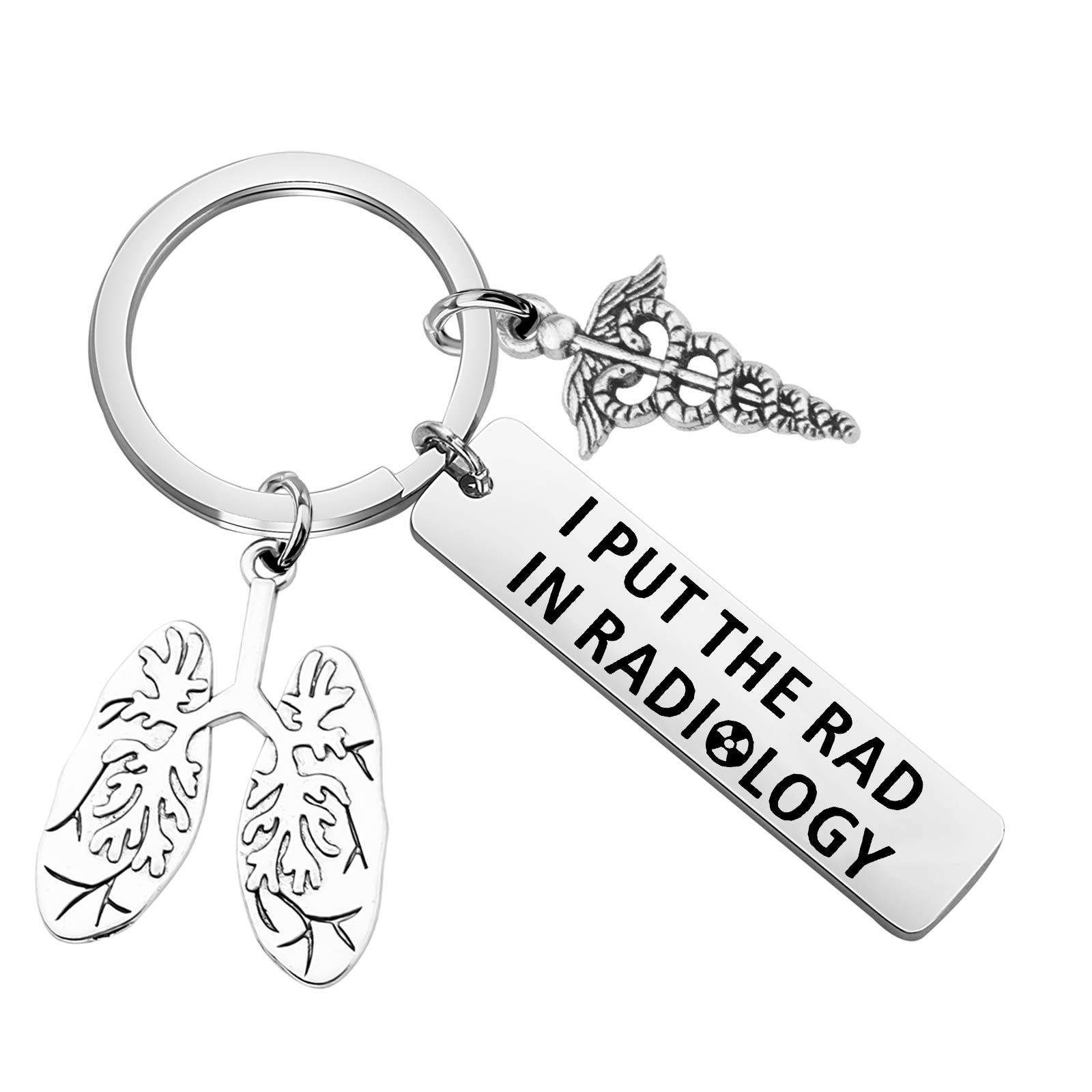 AKTAP Funny Radiology Tech Keychain X-Ray Radiologic Technologist Appreciation Gift I Put The Rad In Radiology Jewelry (Radiology Tech Keychain)